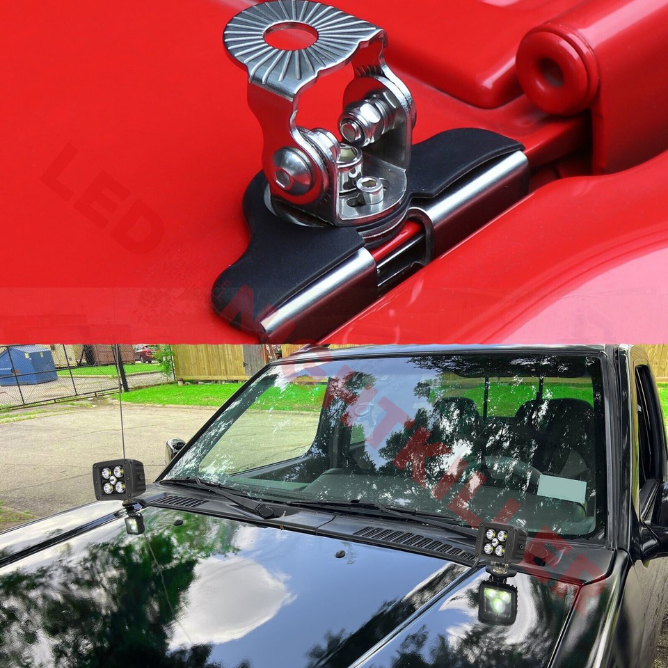 2X Universal Mounting Bracket Clamp Hood Pillar LED Cube Work Light Bar ...