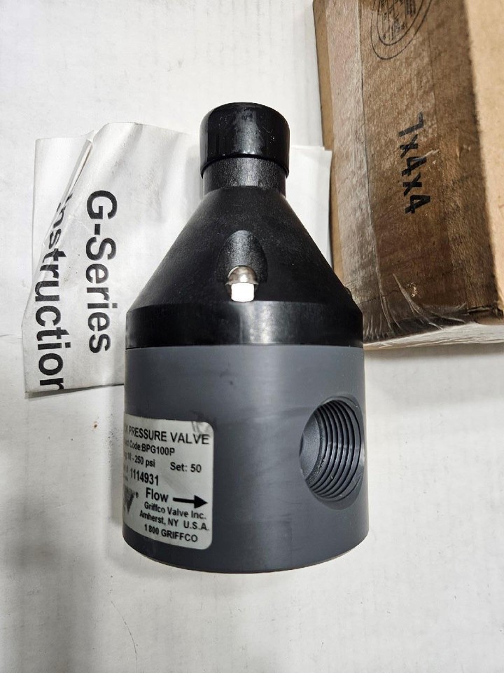 Griffco BPG100P PVC Back Pressure Valve 1" NPT, 10-250 PSI, SET 50 PSI ...