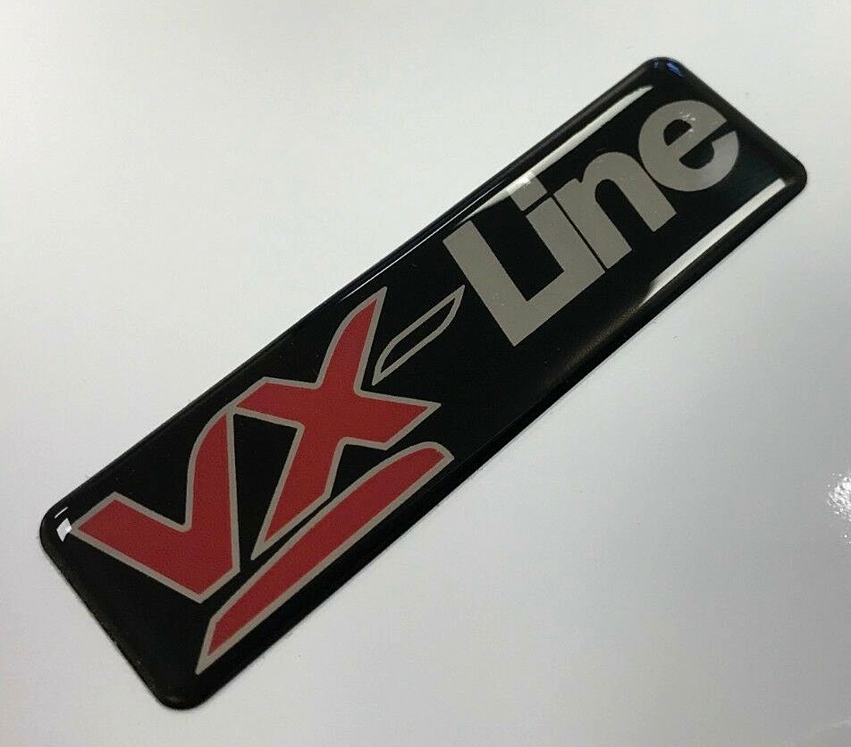 VX-line Sticker/Decal 60mm Red & Chrome on Black - HIGH GLOSS DOMED GEL ...