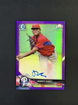 2018 Bowman Chrome Purple Refractor Ranger Suarez Phillies RC Rookie ...