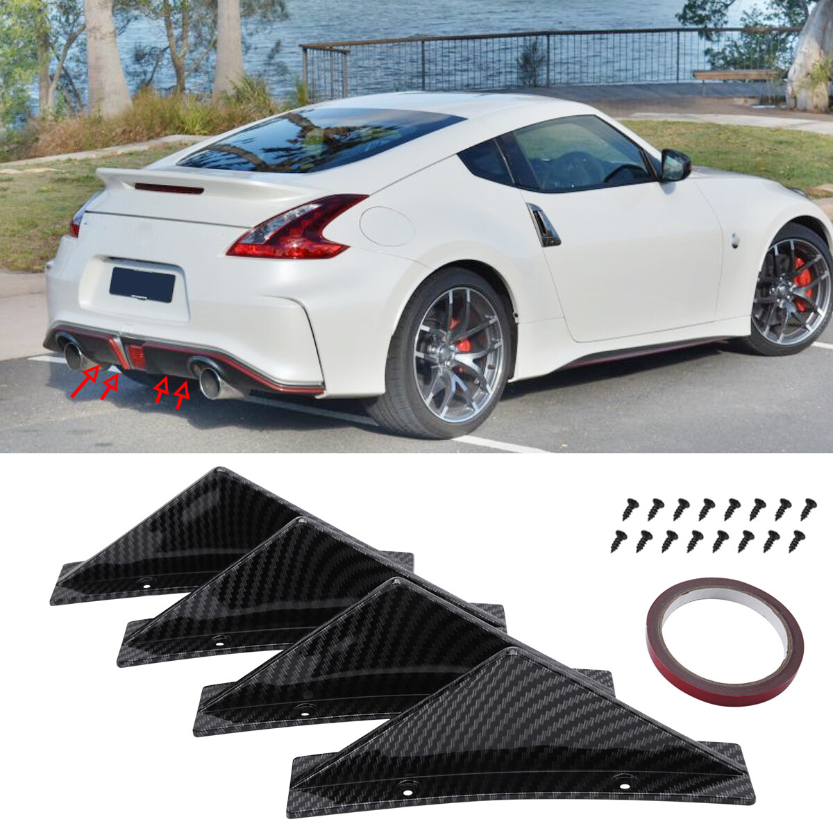 4 For Nissan 370z 350z Carbon-look Shark Fin Rear Diffuser Spoiler ...