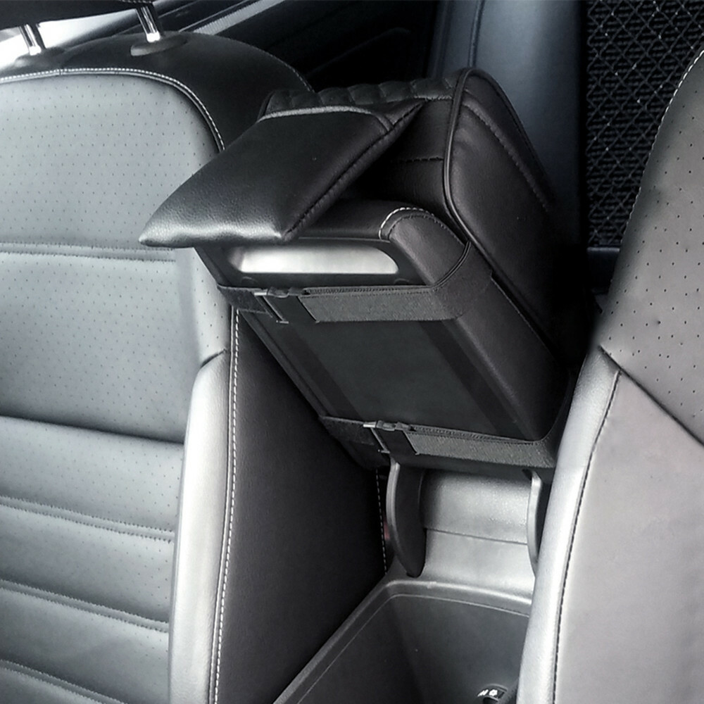 Universal Black Leather For Car Seat Armrest Pad Auto Center Console ...