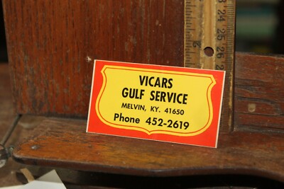 Vintage Decal Sticker Vicars Gulf Service Melvin Kentucky | eBay