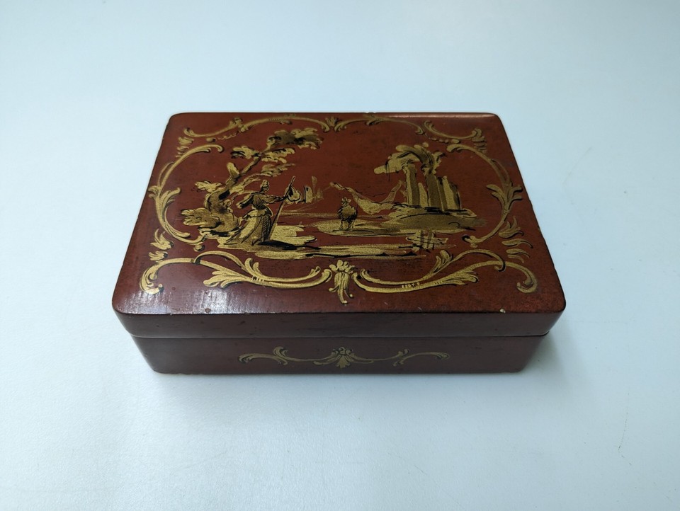 Vintage Small Mens Wooden Jewelry Trinket Weed Watch Box Gold Script ...