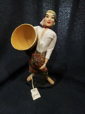 Vintage 1940's Bernard Ravca Java Doll on Wooden Stand 6" | eBay