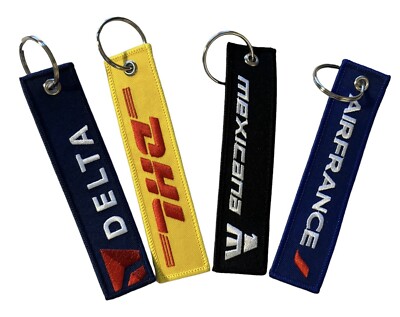 Set 4 Keychain DELTA , DHL , AIR FRANCE And MEXICANA 130*30mm twill ...