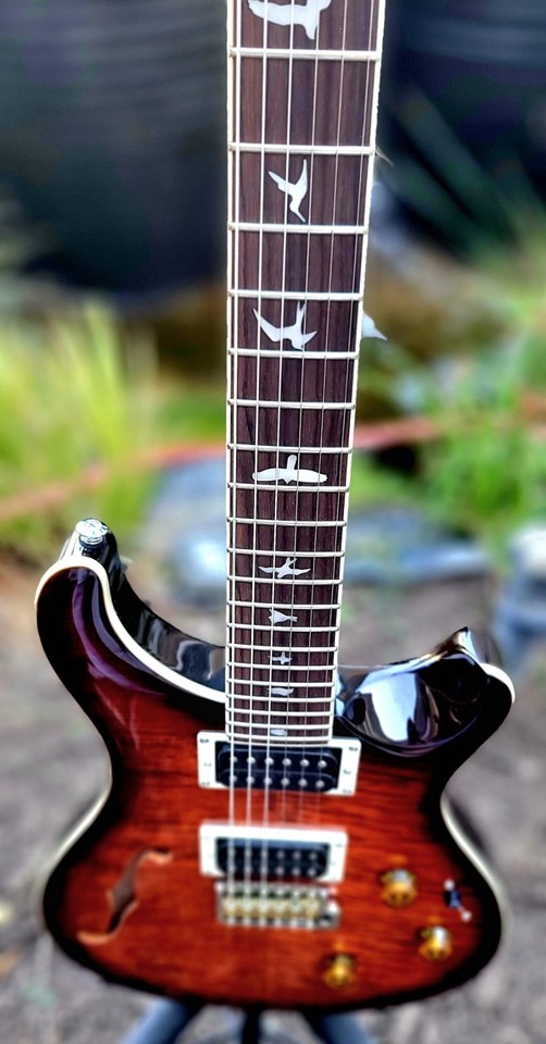 PRS SE Custom 24 Semi-Hollow Piezo Guitar - Orange Tiger Smokeburst ...