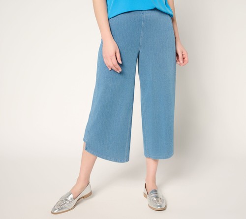 Susan Graver Women's Plus Sz Pants 1X Regular Cool Touch Knit Denim ...