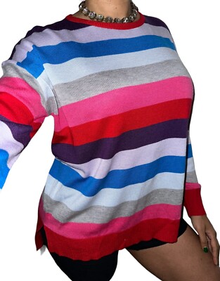 Two Twenty Five Women’s Petite M Striped Touch Of Cashmere Crew Sweater ...