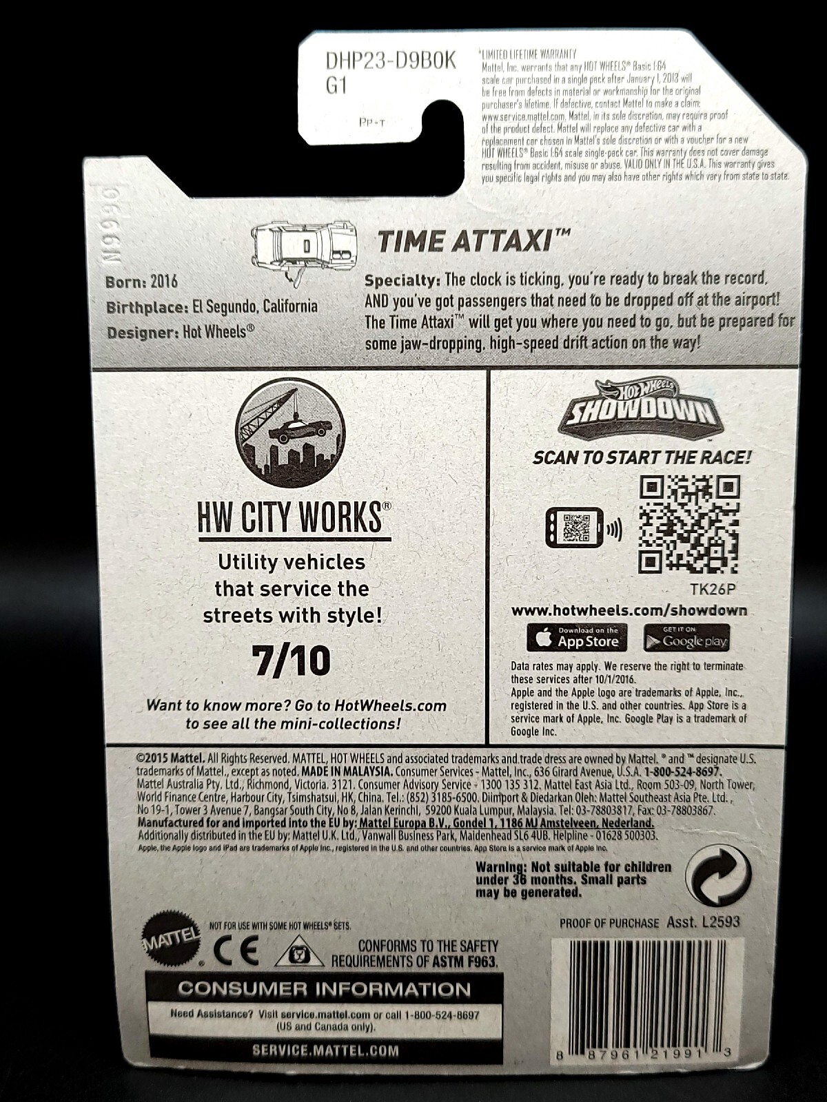 2016 Hot Wheels HW CITY WORKS 7/10 Time Attaxi 172/250 (Red) New For ...