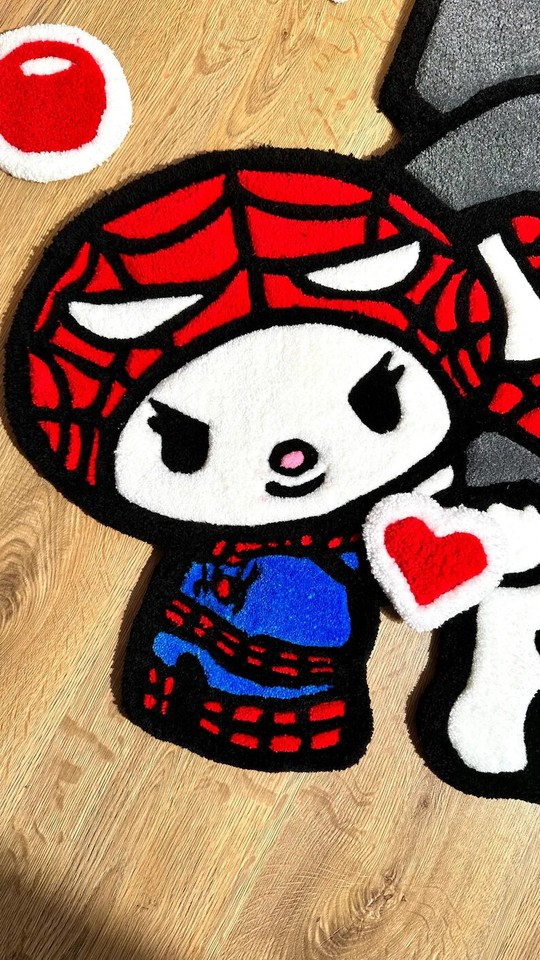 Handmade Hello Kitty Spider Man Tufted Rug Cute Cartoon Carpet Kids ...