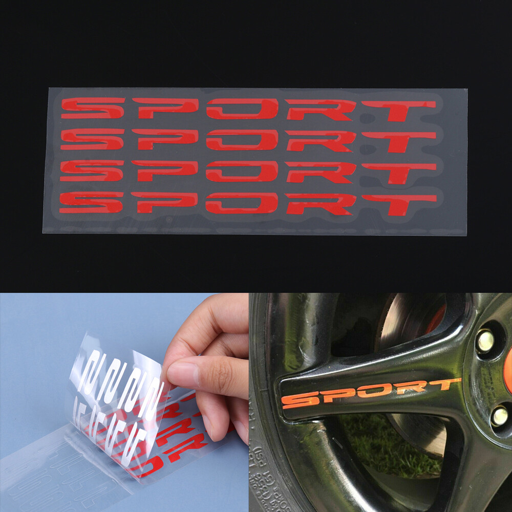 4x SPORT Style Car Rims Wheel Hub Racing Sticker Graphic Decal Strip ...