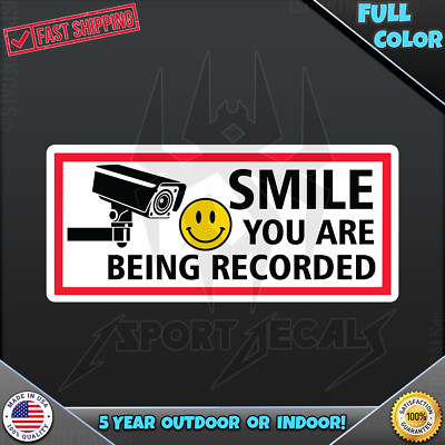Smile You Are Being Recorded Camera WARNING Window Door VINYL DECAL ...