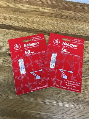 TWO (2) GE 19376 50 watt 12volt 2-pin T4 Single Ended Quartz Halogen ...