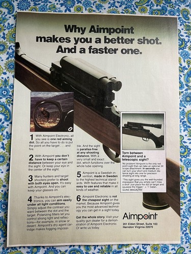 Vintage 1981 Aimpoint Red Dot Electronic Sight Print Ad | eBay