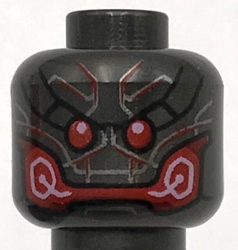 Lego New Pearl Dark Gray Minifigure, Head Alien with Red Eyes and Mouth ...