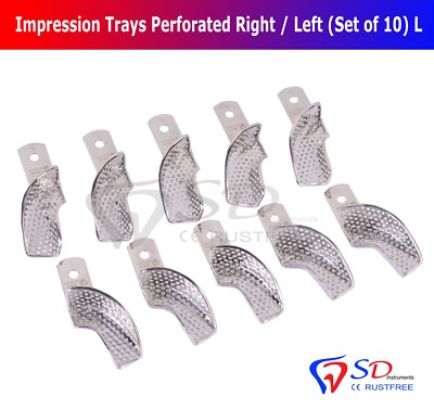 Partial Denture Impression Trays Perforated Set of 10 Size L Right ...
