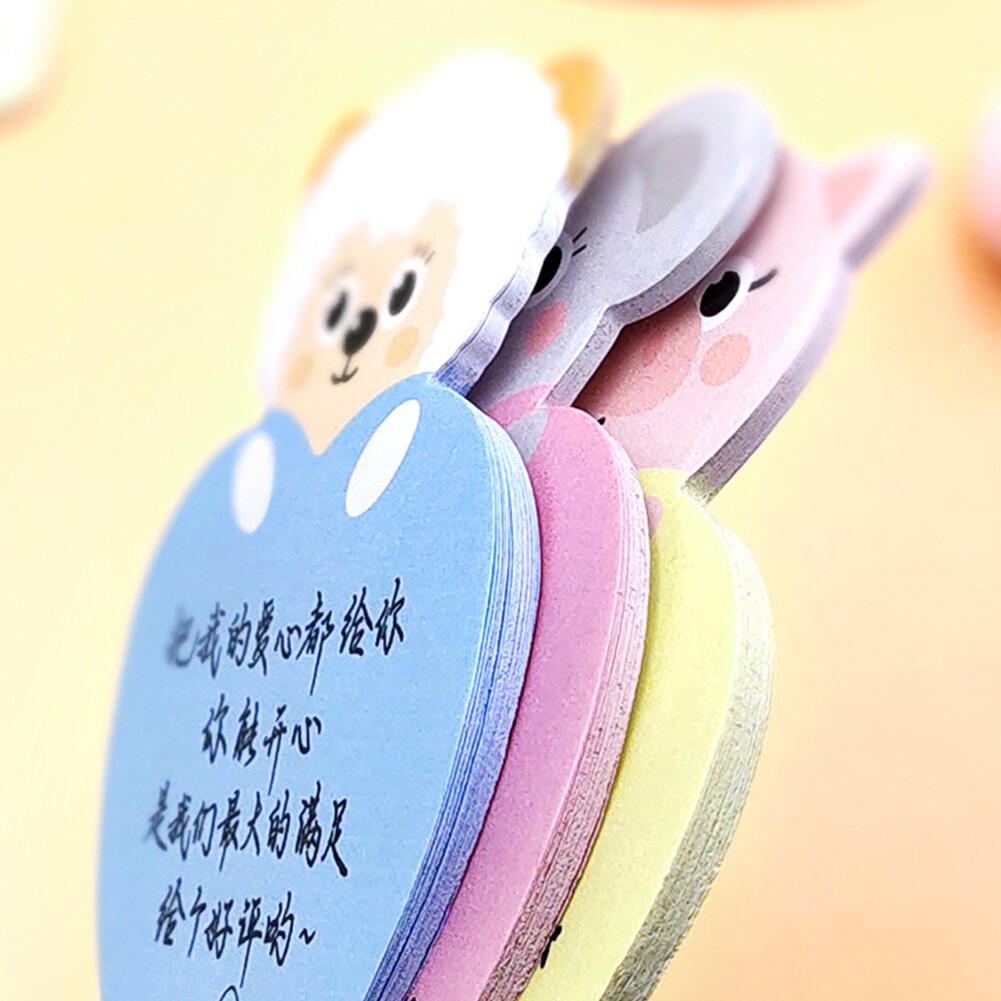 8pack/200sheets Gift Cute Animals Novelty Heart Shaped Removable Sticky ...
