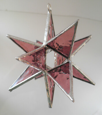 3D Star Leadlight stained glass medium pink decoration handmade in ...