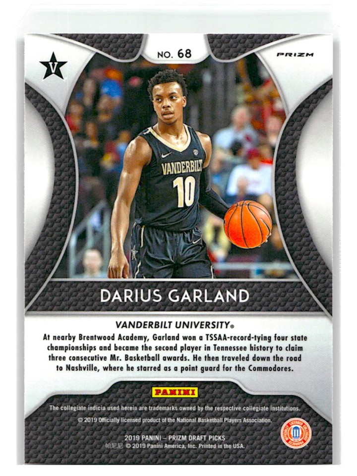 Darius Garland 2019 Panini Prizm Draft Picks #68 Prizms Purple Rookie ...