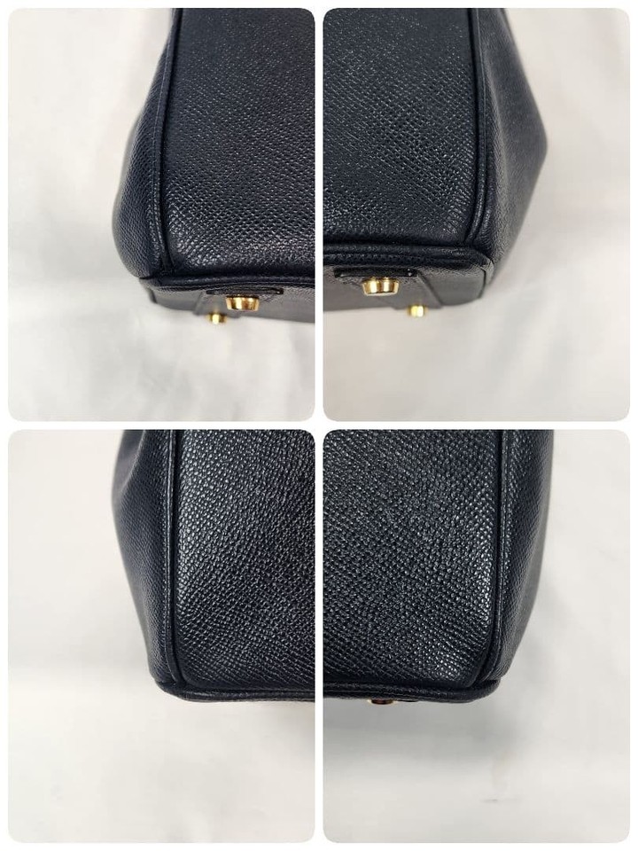 EPONINE Tote Bag Shoulder A4 Lock Navy Leather w/Lock and Key | eBay