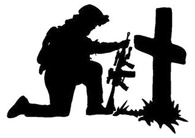 Vinyl Decal Soldier at the cross military army marines navy air force ...