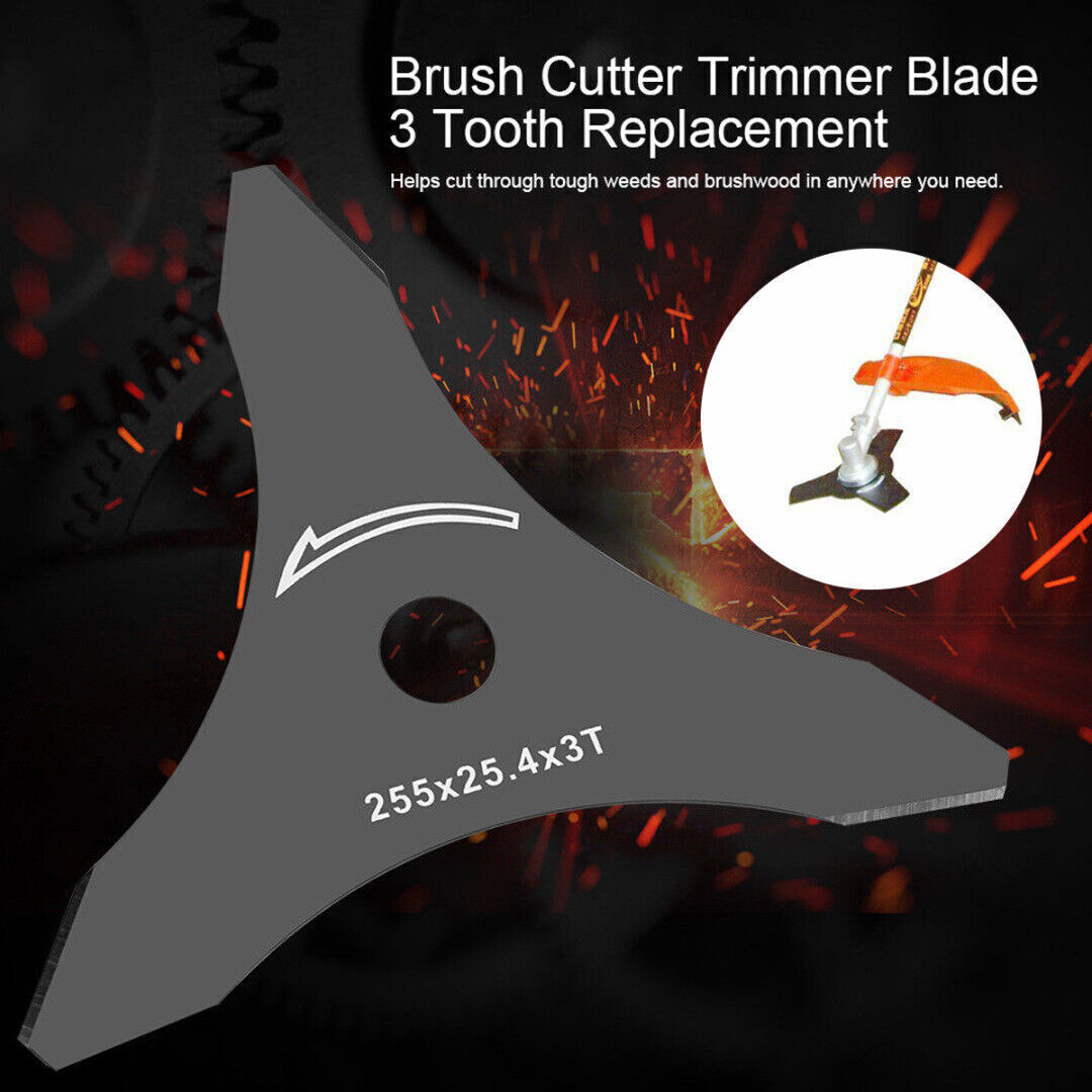 UK 3 Tooth Brush Weed Cutter Metal Blade Brushcutter & Strimmer Blades ...
