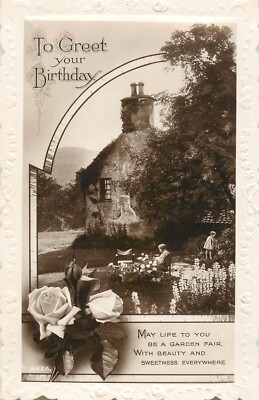 British friendship flowers greetings postcard rose garden fair Birthday ...