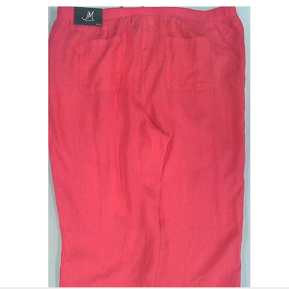 JM Collection Women Pants 18 Coral Casual Straight Leg Linen Solid ...