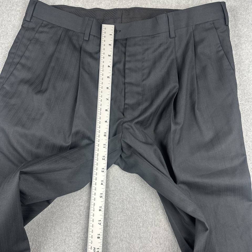 Perry Ellis Pants Mens 38(36)x30 Charcoal Straight Pleated Cuffed ...