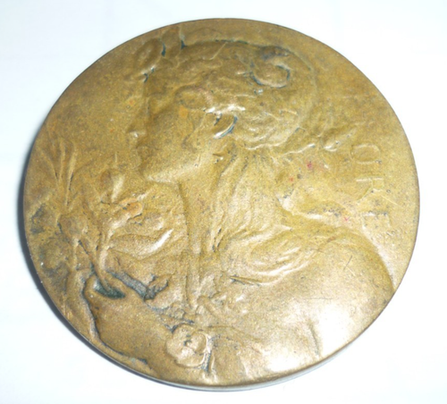 ANTIQUE BRONZE CHARLES PILLET ART NOUVEAU BROOCH PIN Young Lady | eBay