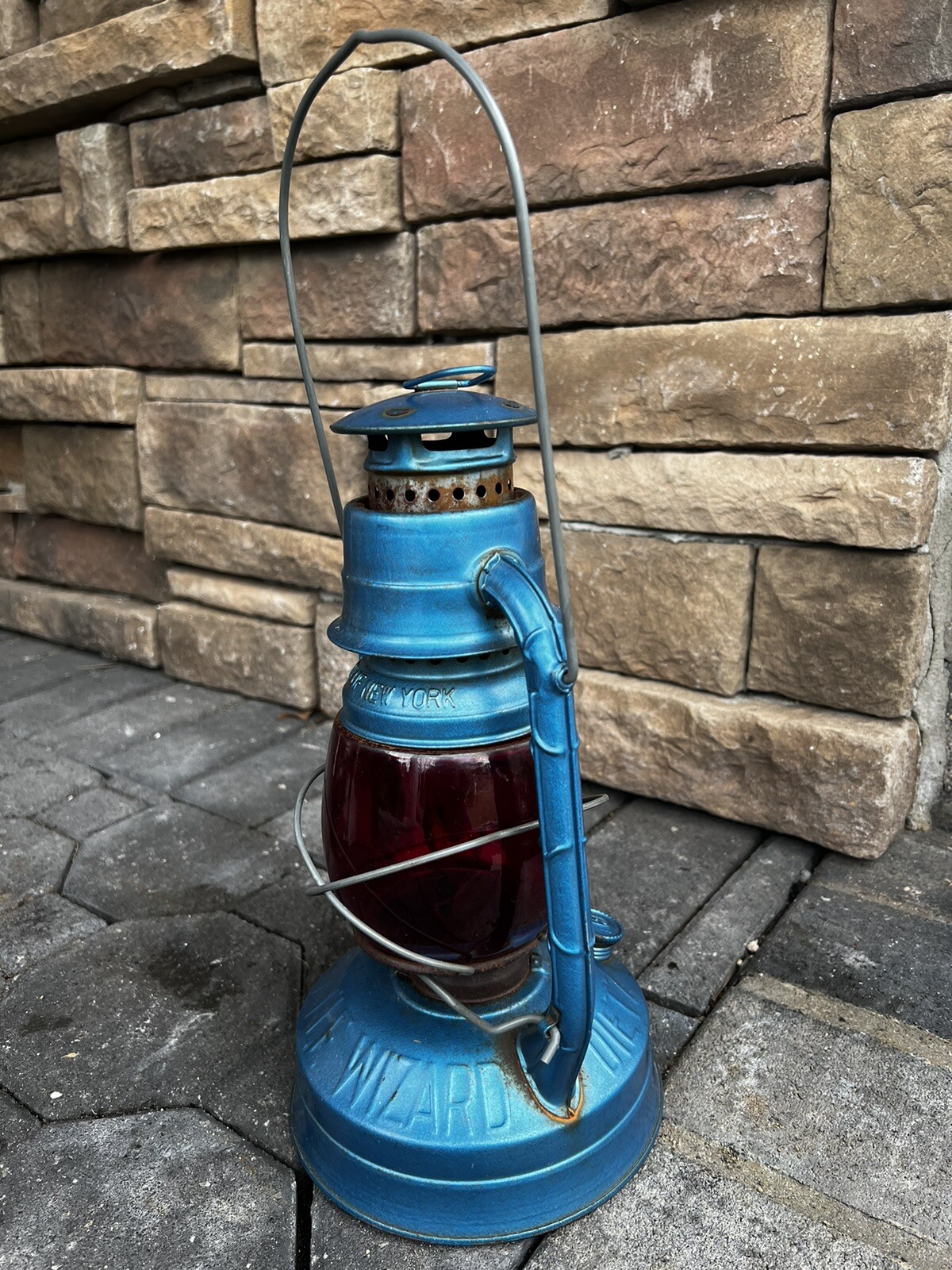 Vintage Dietz LITTLE WIZARD Blue Kerosene Lantern New York USA Red ...