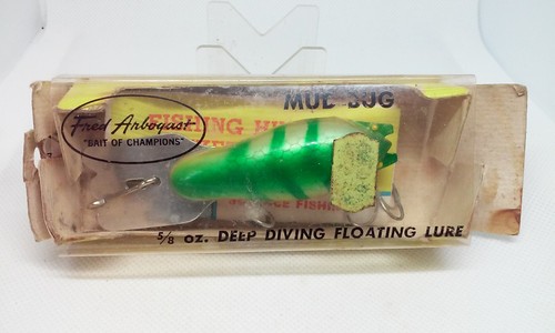 Vtg Fred Arbogast MUD BUG Green Orange Belly 2 1/2" Crankbait Fishing 5 ...
