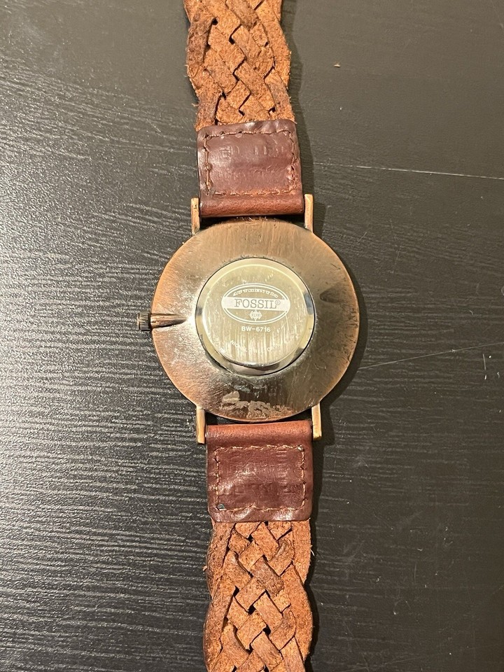 Vintage Fossil BW-6716 Sea Horse Shell Stone 1994 Rare Mens Watch New ...