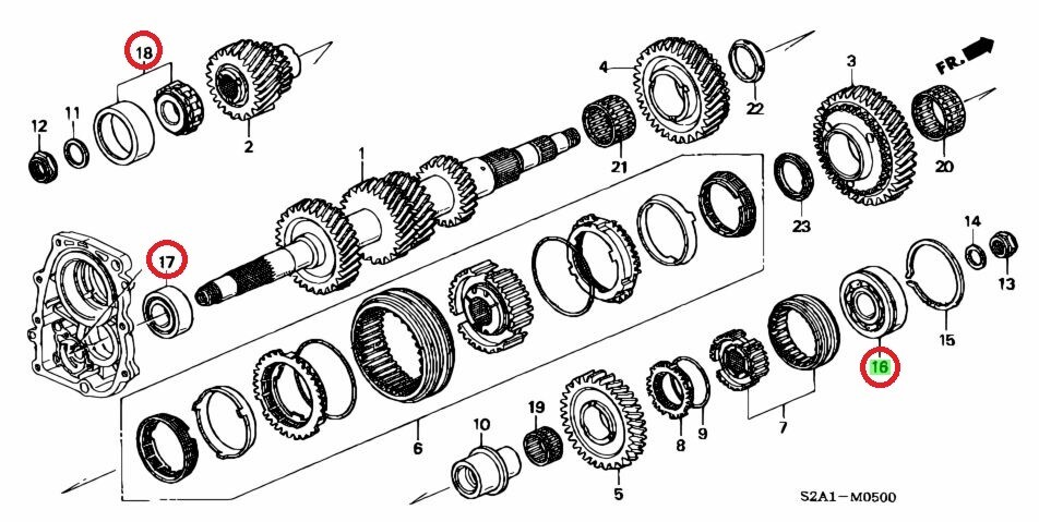 Genuine Honda S2000 AP1 AP2 S2K Transmission Gearbox Bearings Set of 8 ...