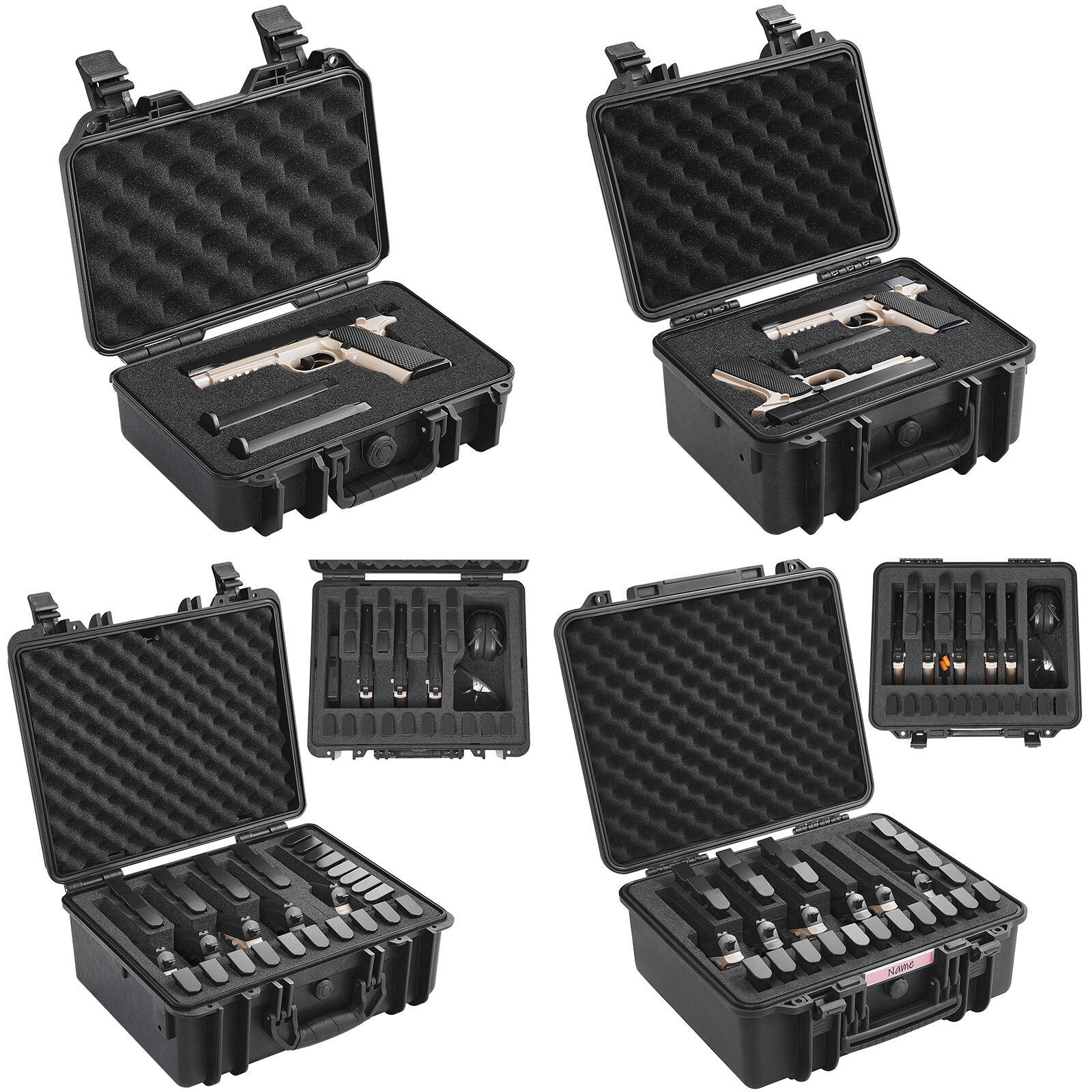 VEVOR Hard Pistol Cases with Pre-cut PU Foam/lining Lockable for 1/2/5 ...