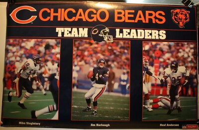 1992 Chicago Bears 22 x 34" Poster Team Leaders Anderson Singletary ...
