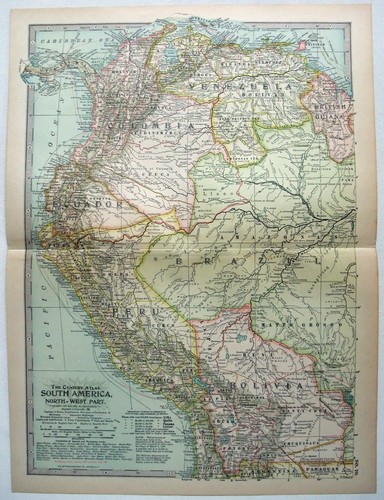 NW South America - Original 1902 Map by The Century Company. Antique | eBay