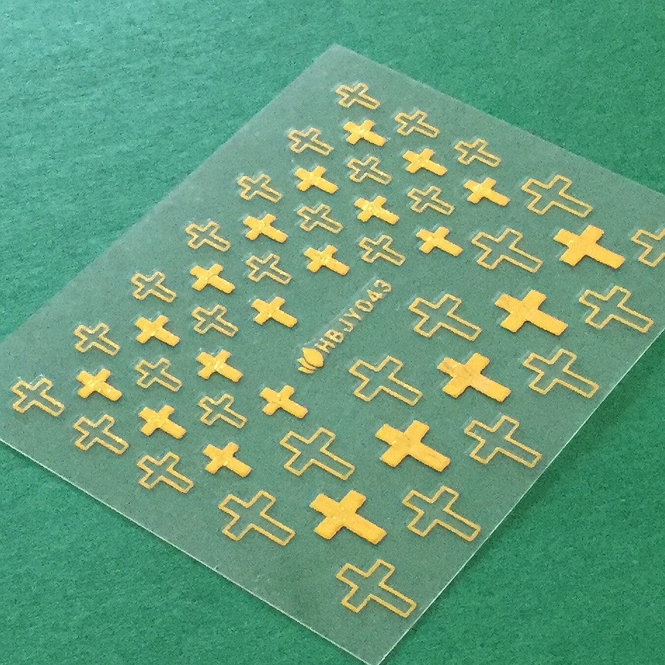 Cross Nail Art Sticker Self Adhesive nail Decals Gold or Silver | eBay