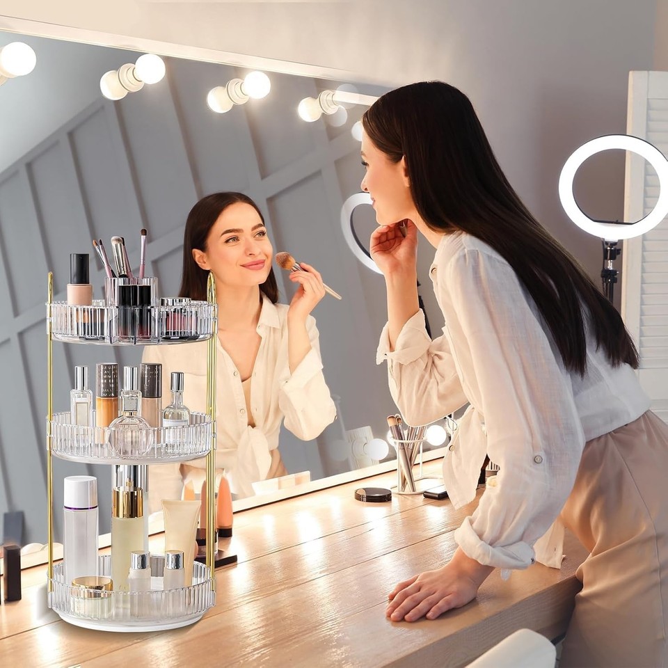 360° Rotating Makeup Organizer, Large-Capacity Skincare Make Up Storage ...