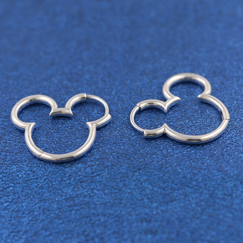 New 925 Sterling Silver Disney Mickey Mouse Silhouette Hoop Earrings ...