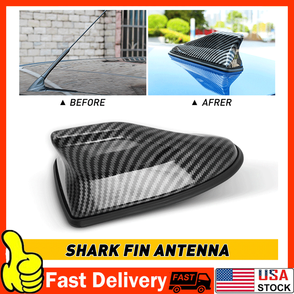 Carbon Fiber Cover Shark Car Trim Fin Antenna Roof Signal Radio AM/ FM ...