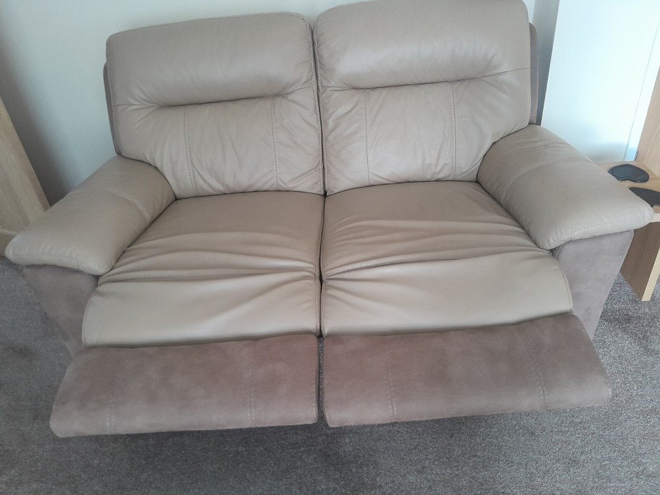 DFS used leather reclining sofas 2 and 3 seater. 2 seater power recline ...