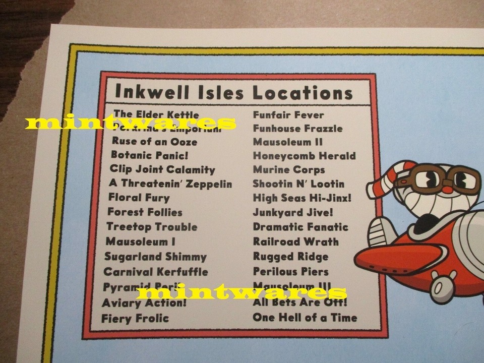 Cuphead Inkwell Isles Island Map Giclee Art Print Poster 12x28 Studio ...