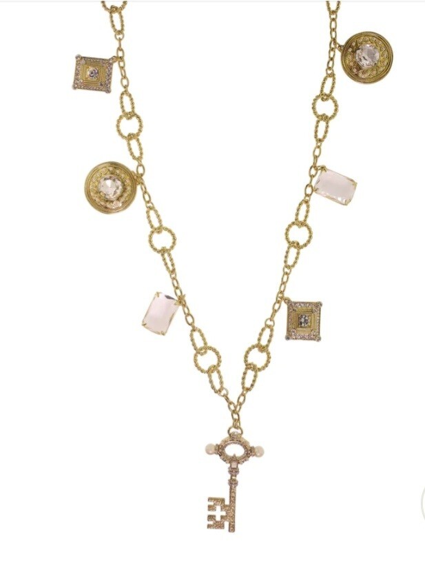 HEIDI DAUS "Keystone Charm" Chain Crystal Beaded Key Charm Toggle ...