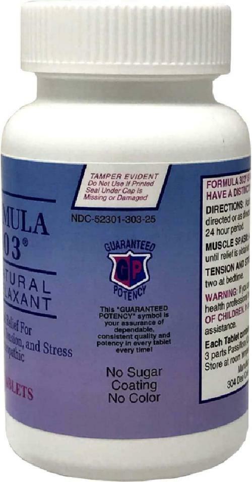 Dee Cee Labs Formula 303 Maximum Strength Natural Relaxant Tablets, 250 ...