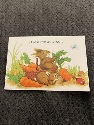 Vintage Greeting Card Note Bunnies Carrots Ladybug G4 | eBay