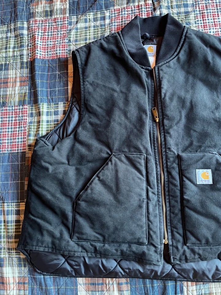 Vintage Carhartt V01 Blk Black Canvas Quilt Lined Vest Men’s Sz 4XL | eBay