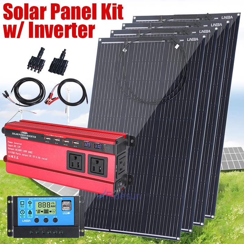 5000W Complete Solar Power Generator Solar Panel Kit Home RV Camper Off ...