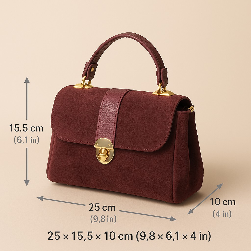 Brown Suede Leather Handbag: Italian Top Handle Purse | eBay